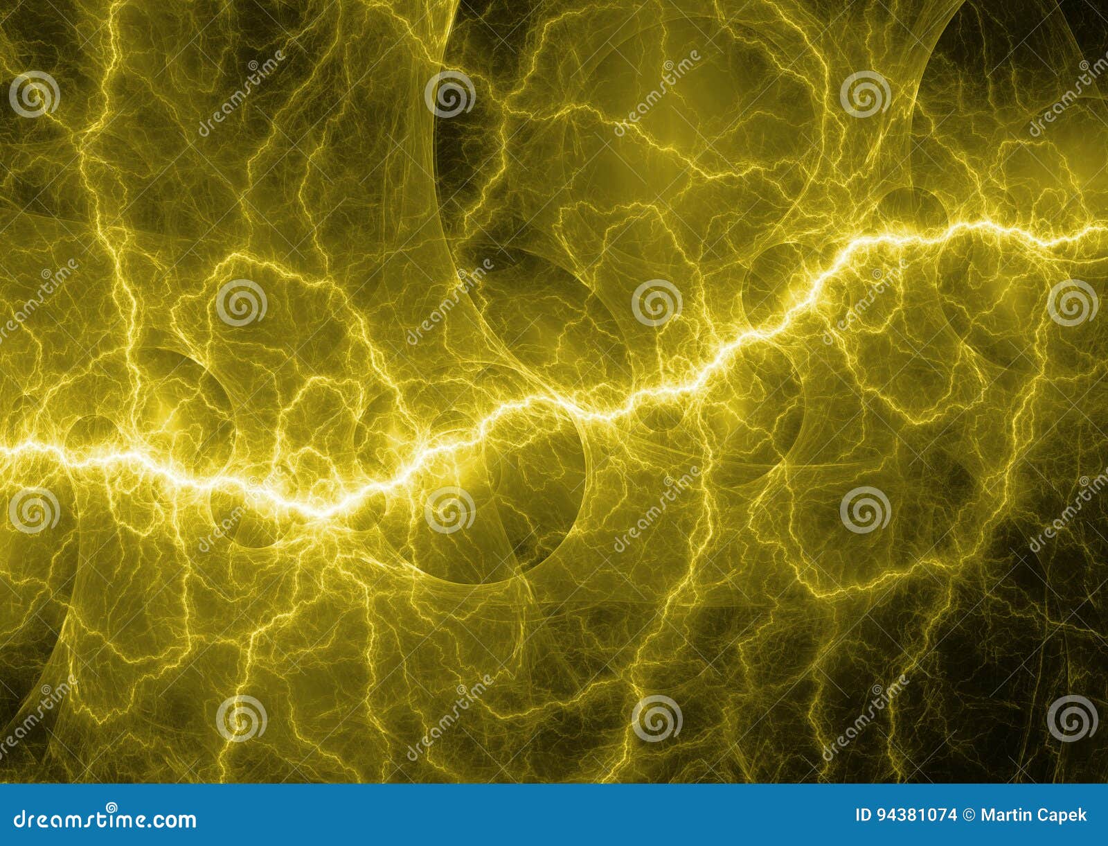 Relámpago amarillo stock de ilustración. Ilustración de fractal - 94381074
