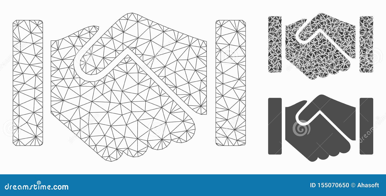 Relation Handshake Vector Mesh Carcass Model and Triangle Mosaic Icon ...