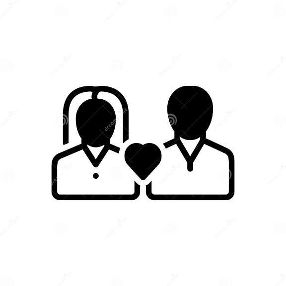 Black Solid Icon for Relation, Connection and Couple Stock Vector ...