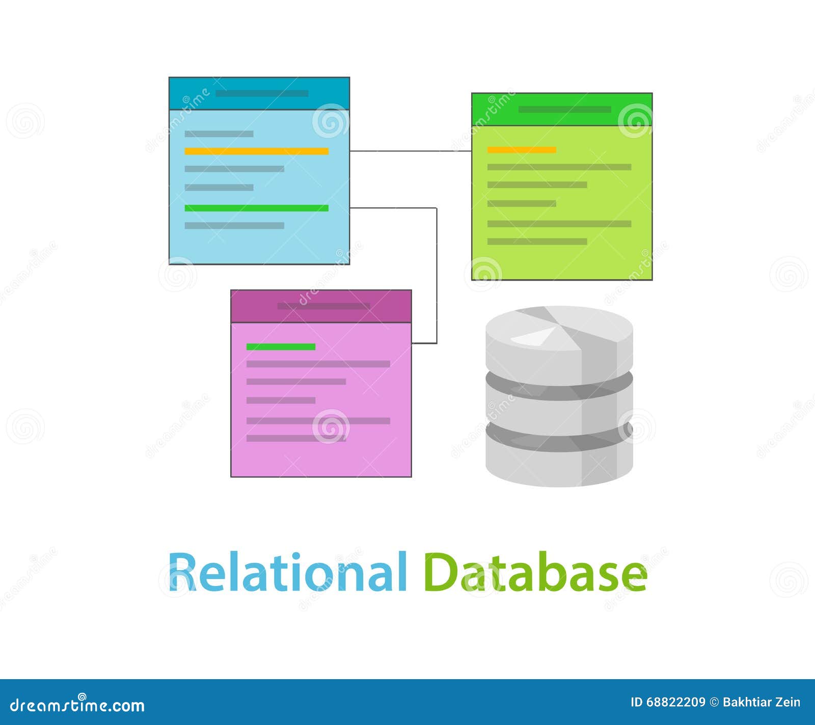 Relational Database Data Table Related Symbol Vector Illustration