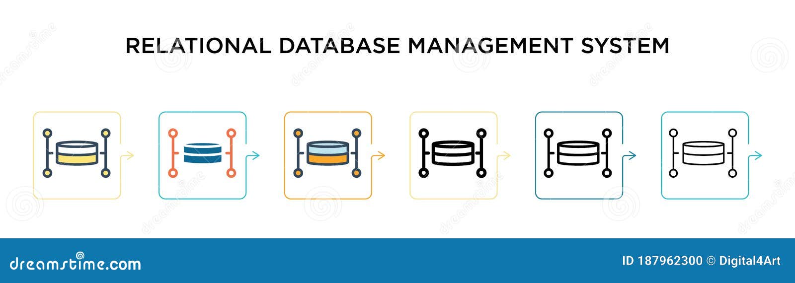Relational Database Management System Vector Icon in 6 Different Modern ... Relational Database Management System Vector Icon in 6 Different Modern ...