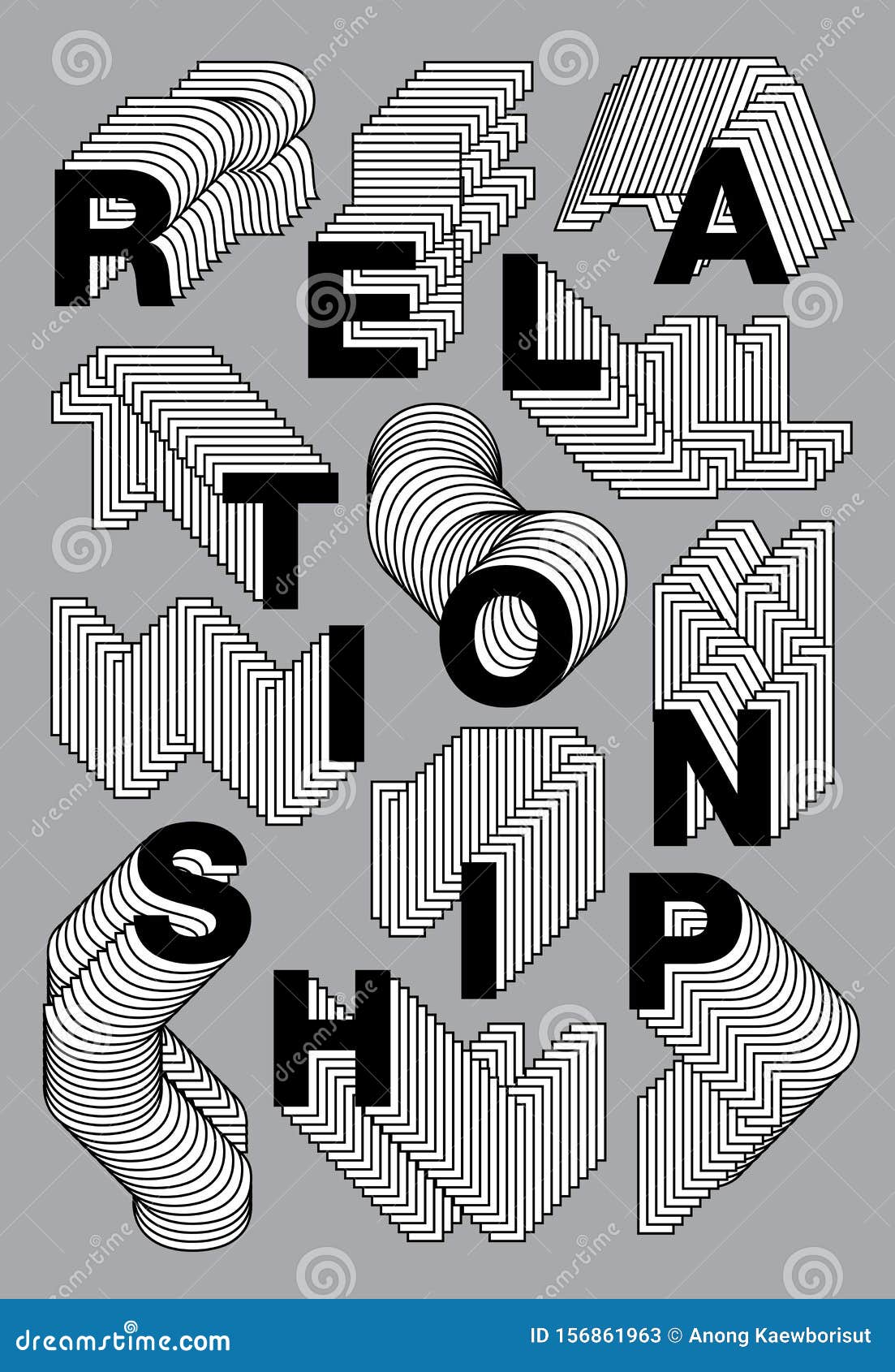 Relationship, Layered Alphabet Stock Vector - Illustration of white ...
