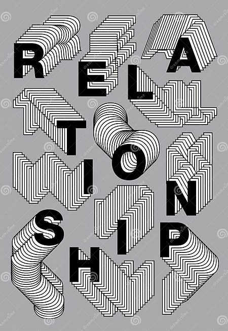 Relationship, Layered Alphabet Stock Vector - Illustration of white ...
