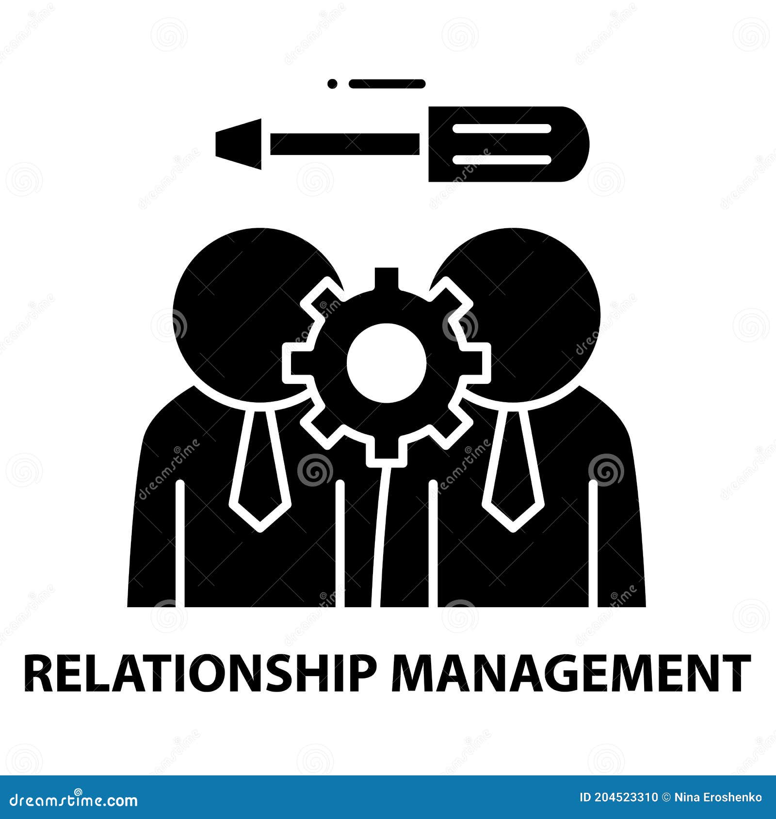 Relationship Management Icon, Black Vector Sign with Editable Strokes ...