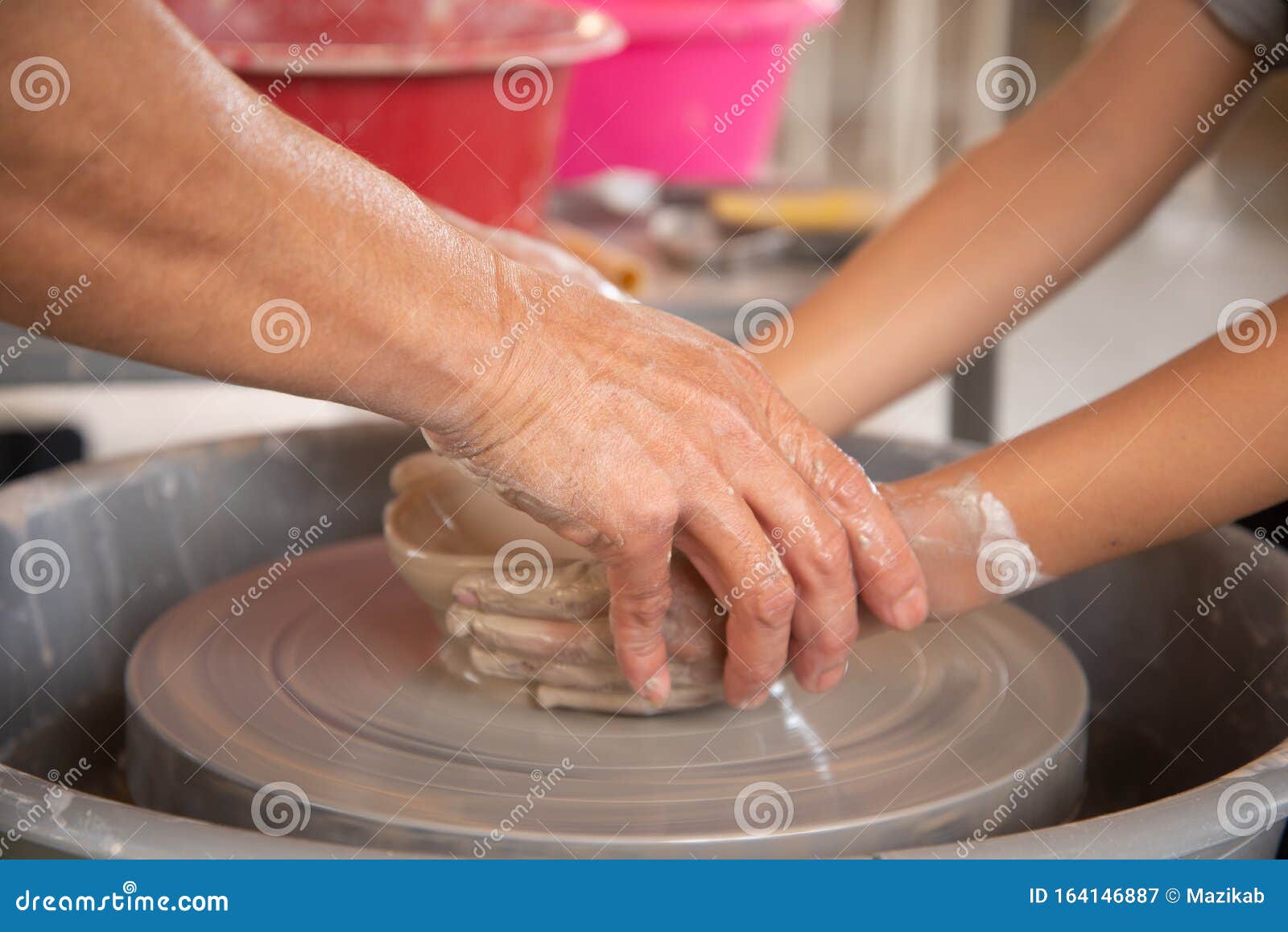 Teaching to make pottery stock image. Image of handcraft - 164146887