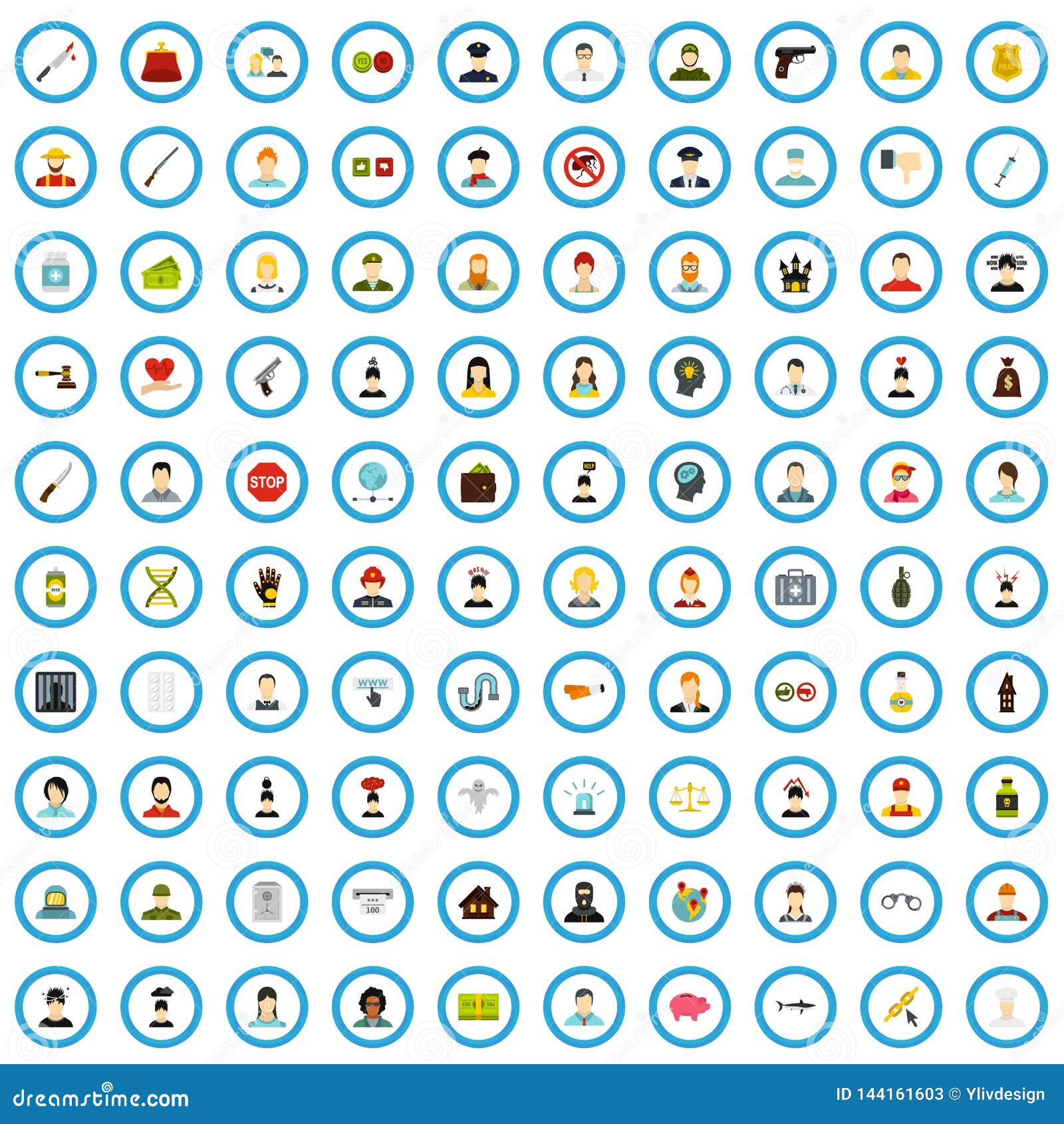 100 Relationship Problems Icons Set, Flat Style Stock Vector ...