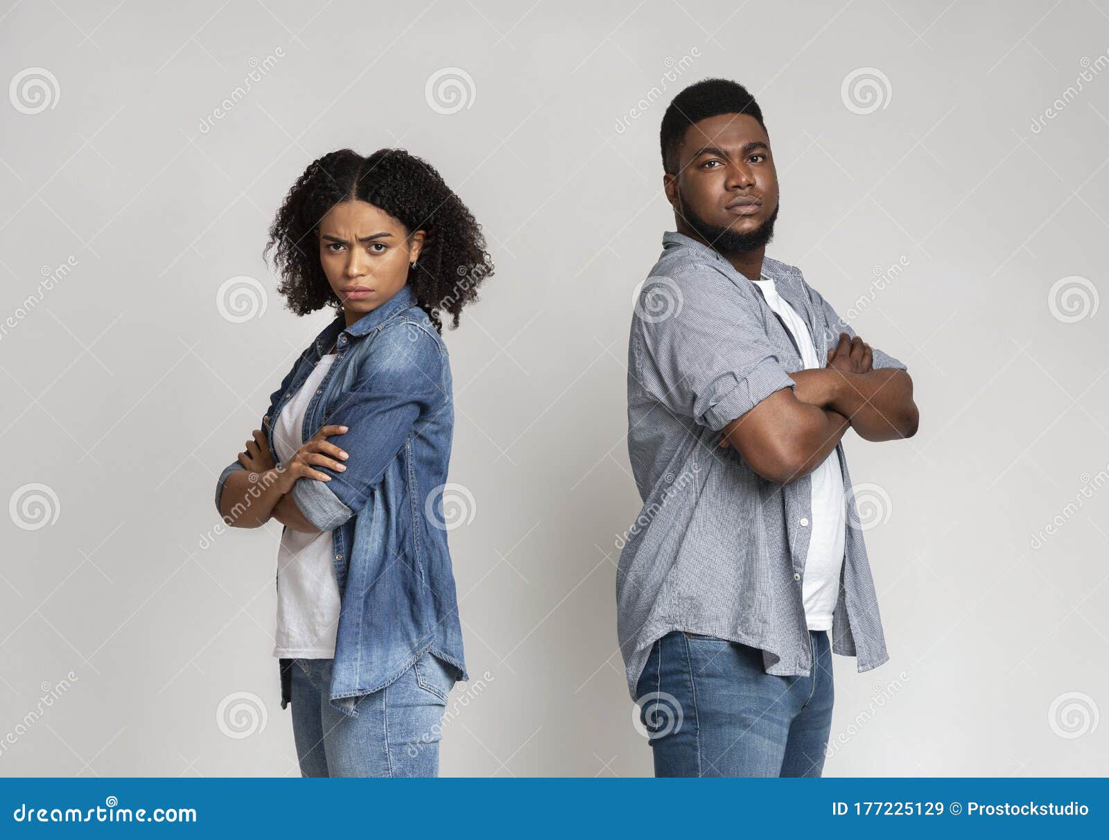 Relationship Problems. Upset Black Couple Standing Back To Back after ...