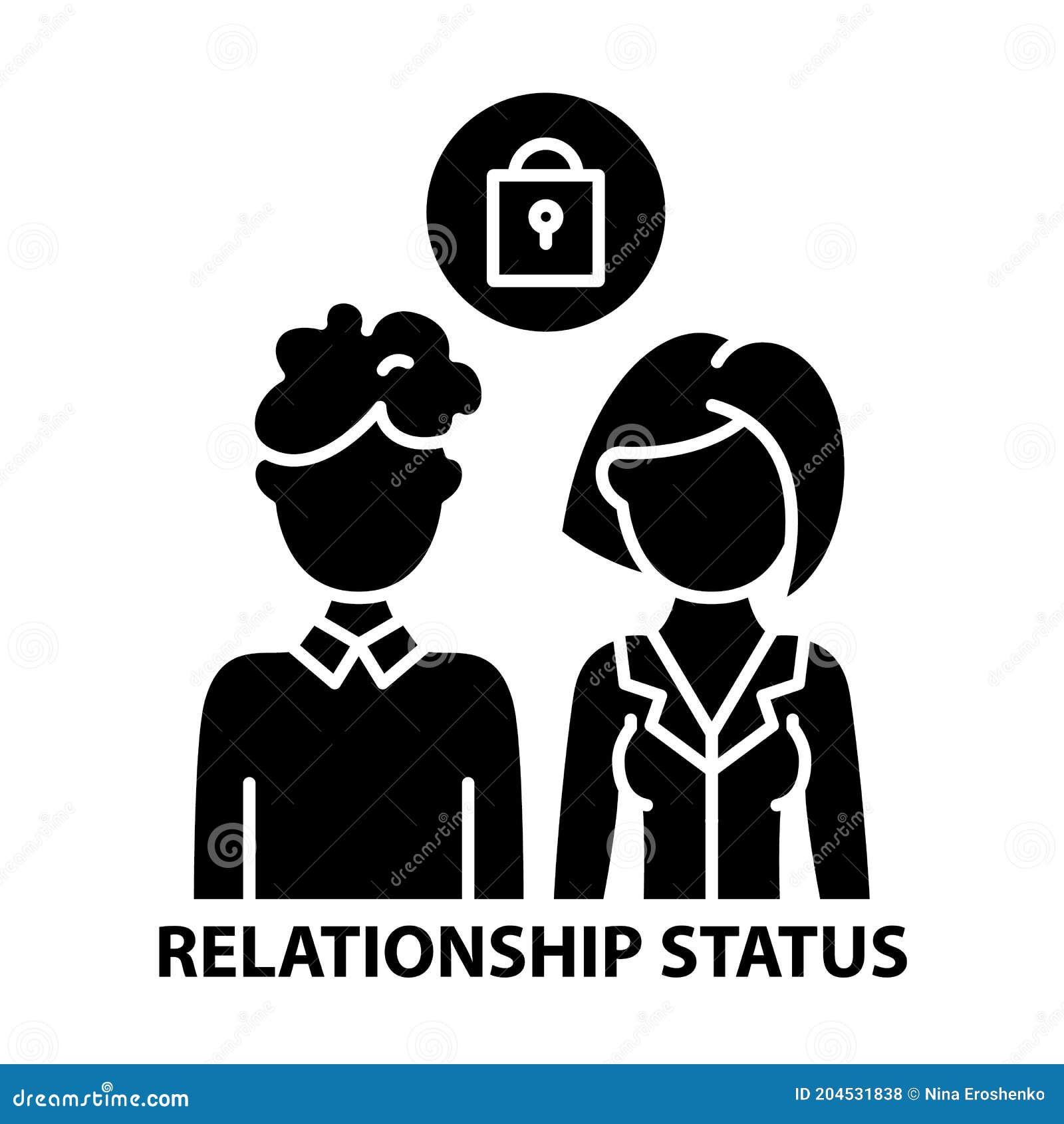 Relationship Status Icon, Black Vector Sign with Editable Strokes ...
