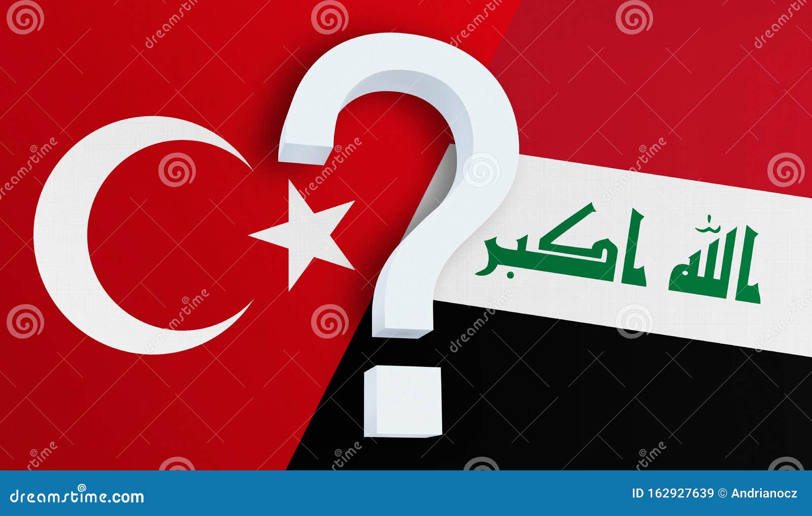 Turkey Vs Iraq, Iraqi Smoke Flags Placed Side By Side. Thick Colored ...