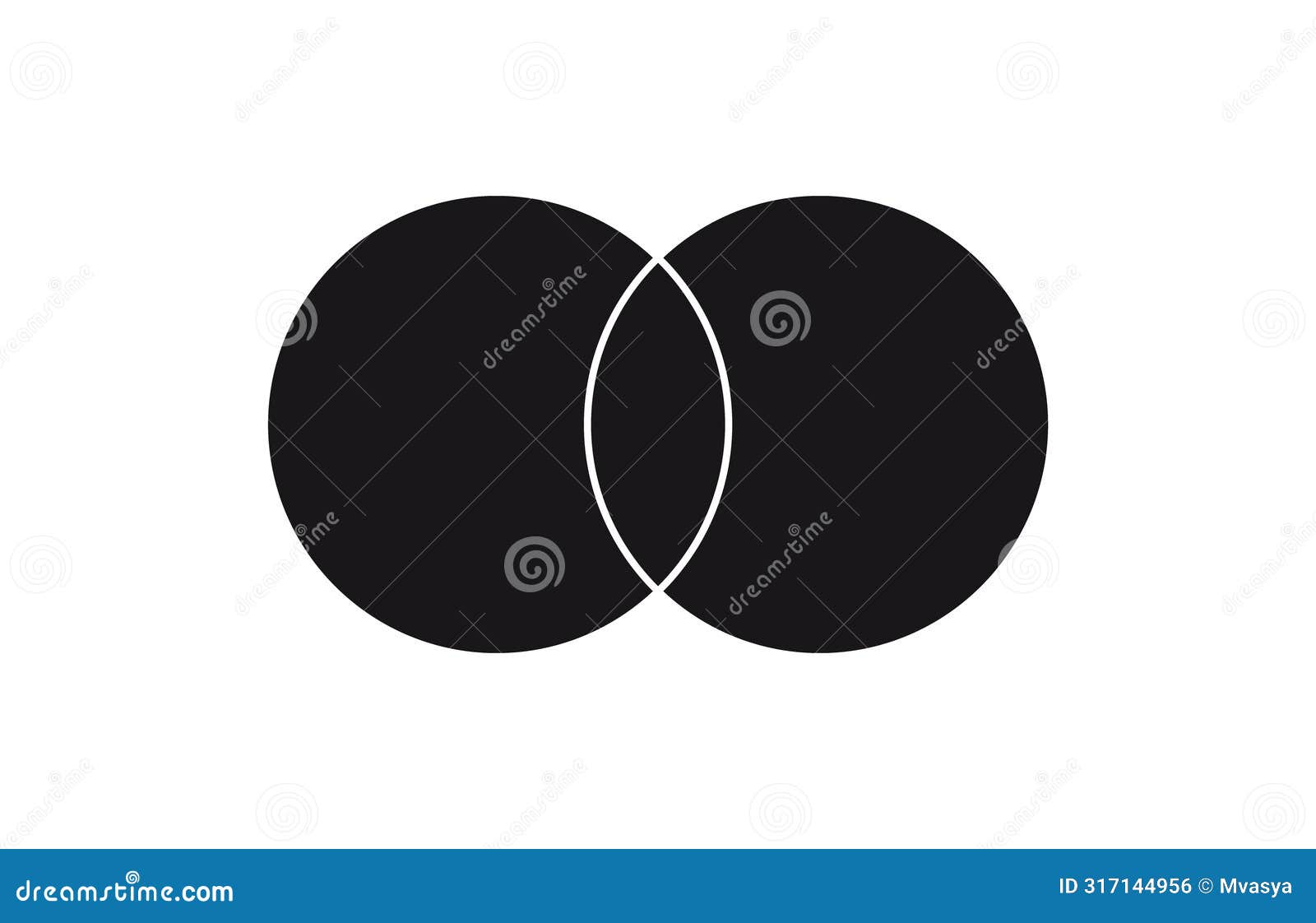Relationship Venn Diagram with 2 Intersecting Circles. Two Opposite ...