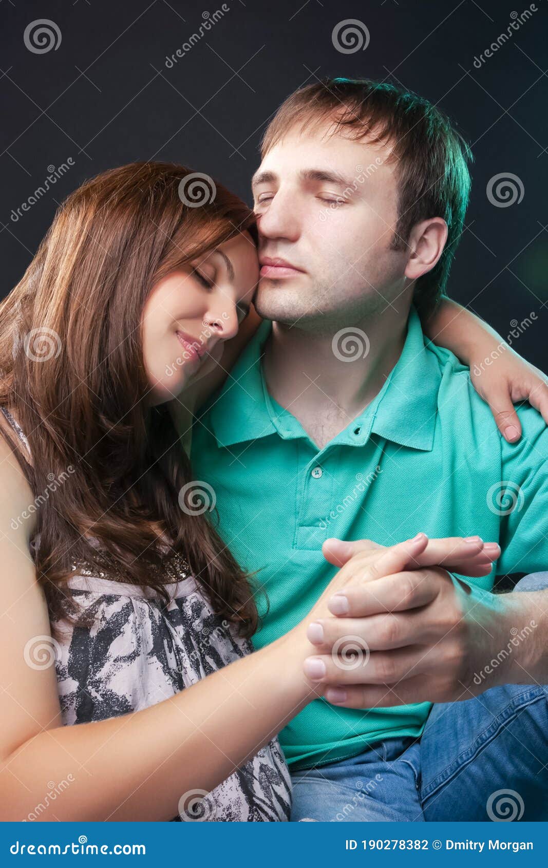 Relationships Concepts Portrait Of Lovely Caucasian Couple Sitting