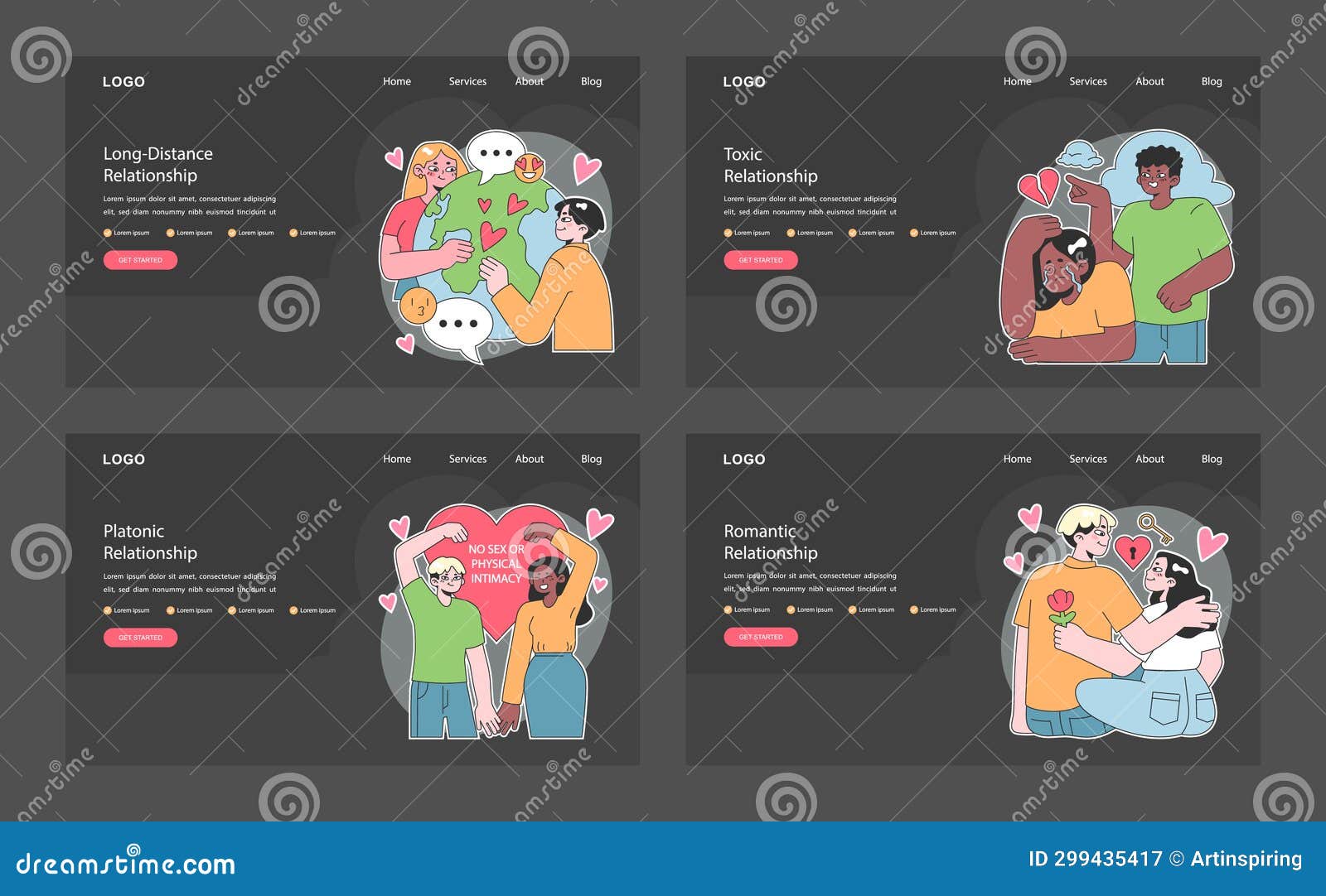 Relationships Set. Diverse Interpersonal Romantic Dynamics Between ...