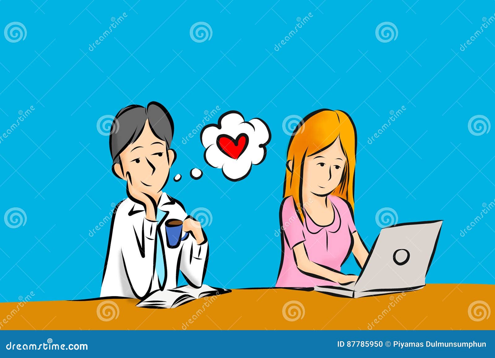 Relationships at Work. Coffee Break Stock Illustration - Illustration ...