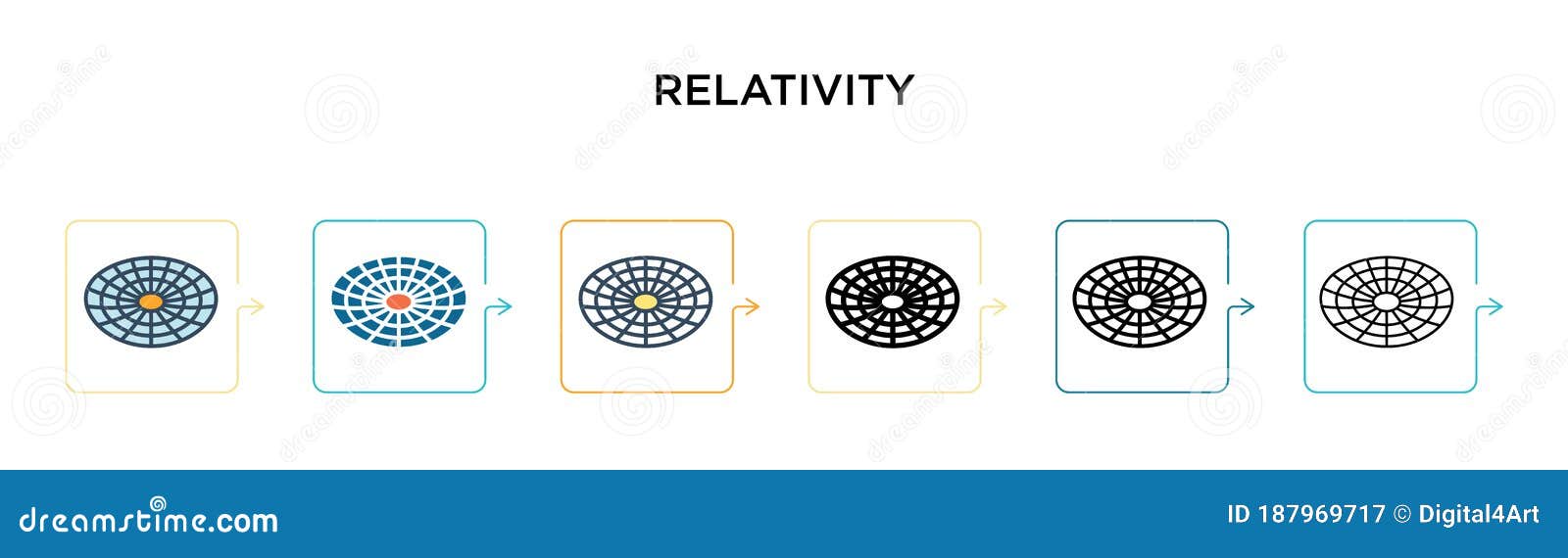 Relativity Vector Icon in 6 Different Modern Styles. Black, Two Colored ...