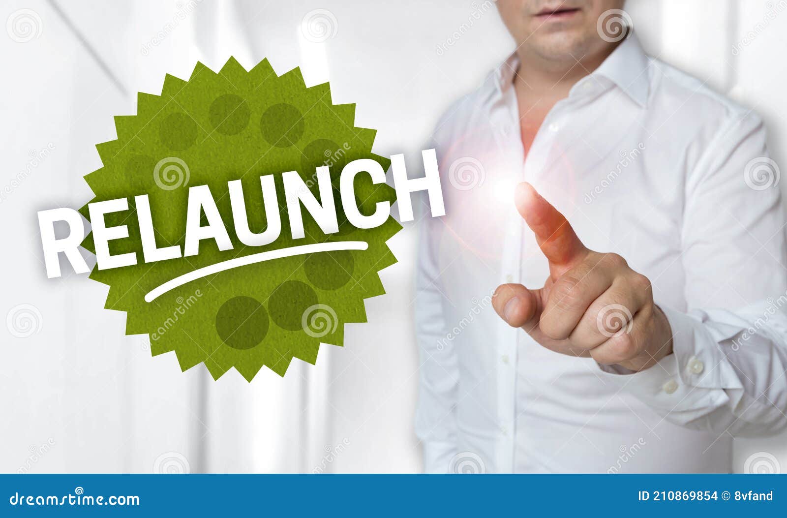 Relaunch Concept Shown by Man Stock Photo - Image of relaunch, white ...