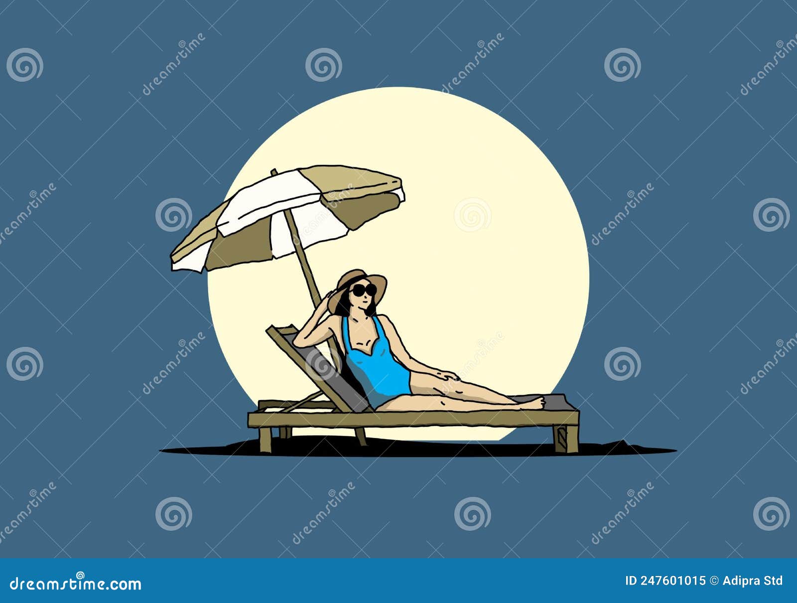 Relax On The Beach Chair Under The Umbrella Illustration Stock Vector
