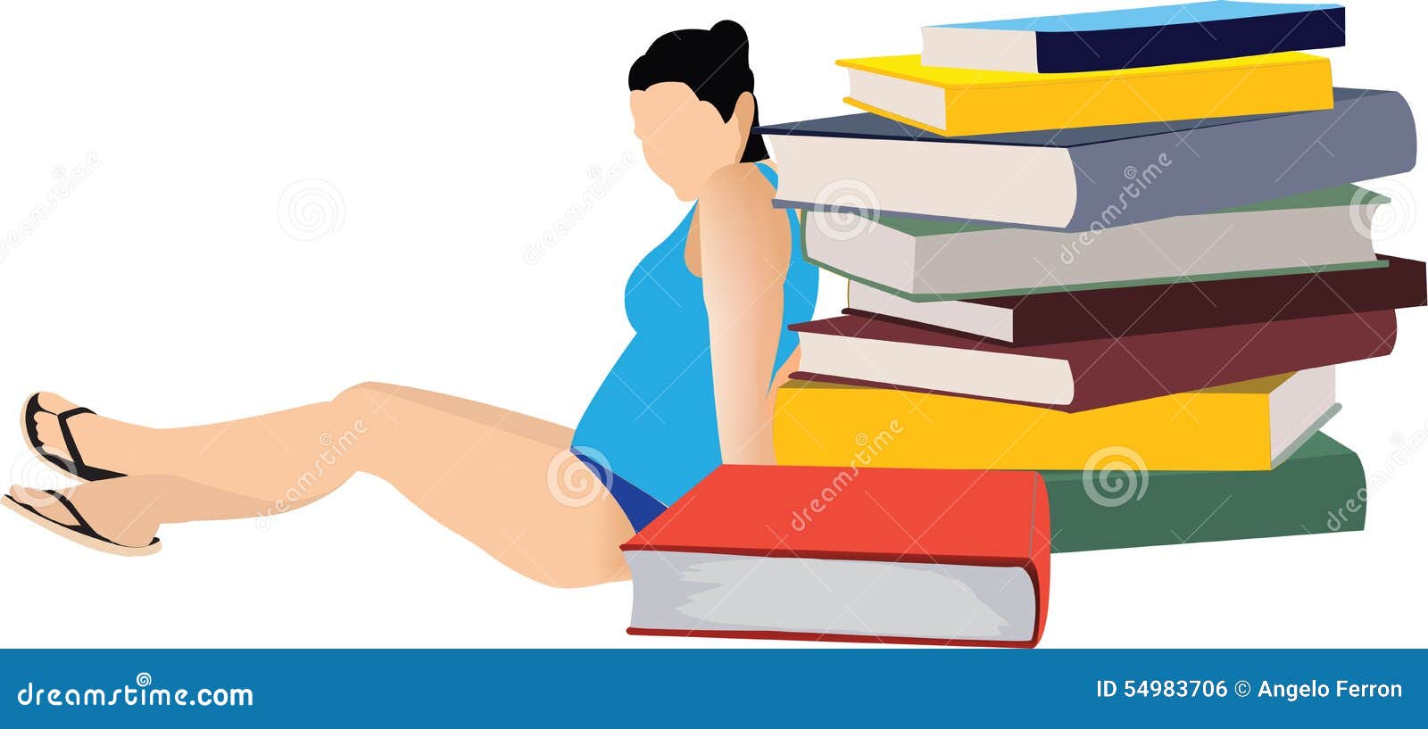 Relax with books stock vector. Illustration of girl, magazine - 54983706