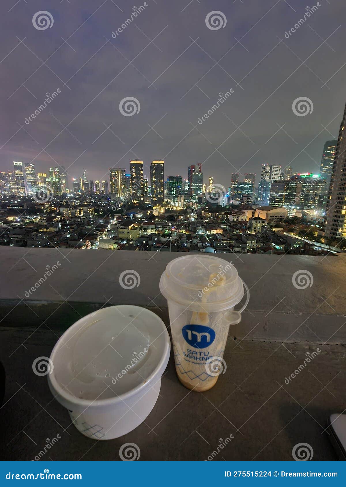 Relax in the Cafe while Enjoying the View of the Night City Editorial ...