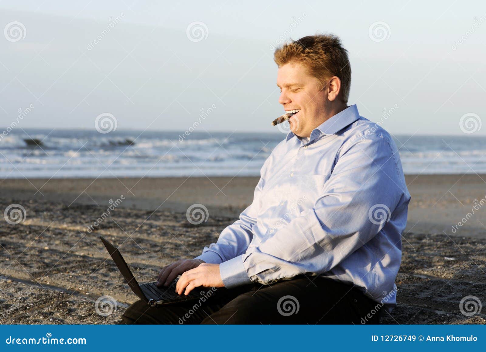 Relax with computer stock image. Image of water, work - 12726749