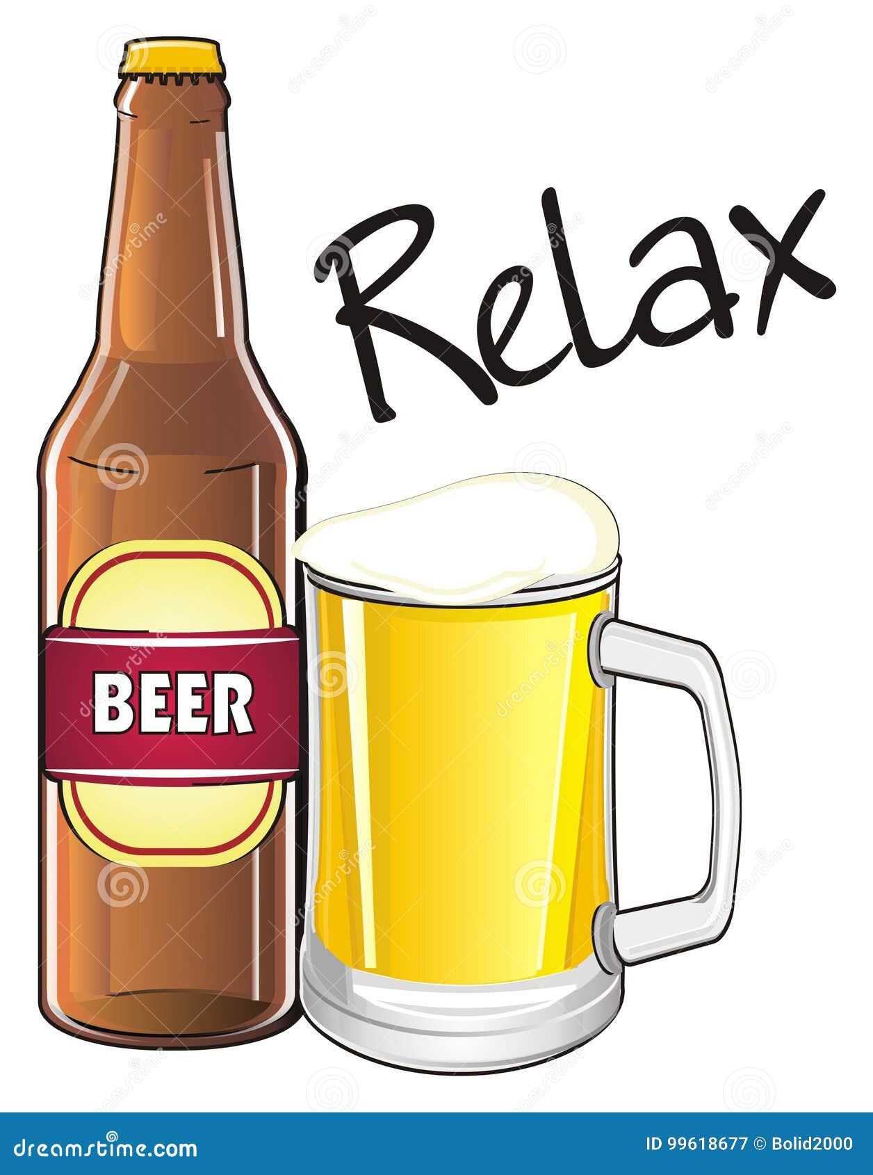 Relax with drink stock illustration. Illustration of beer - 99618677