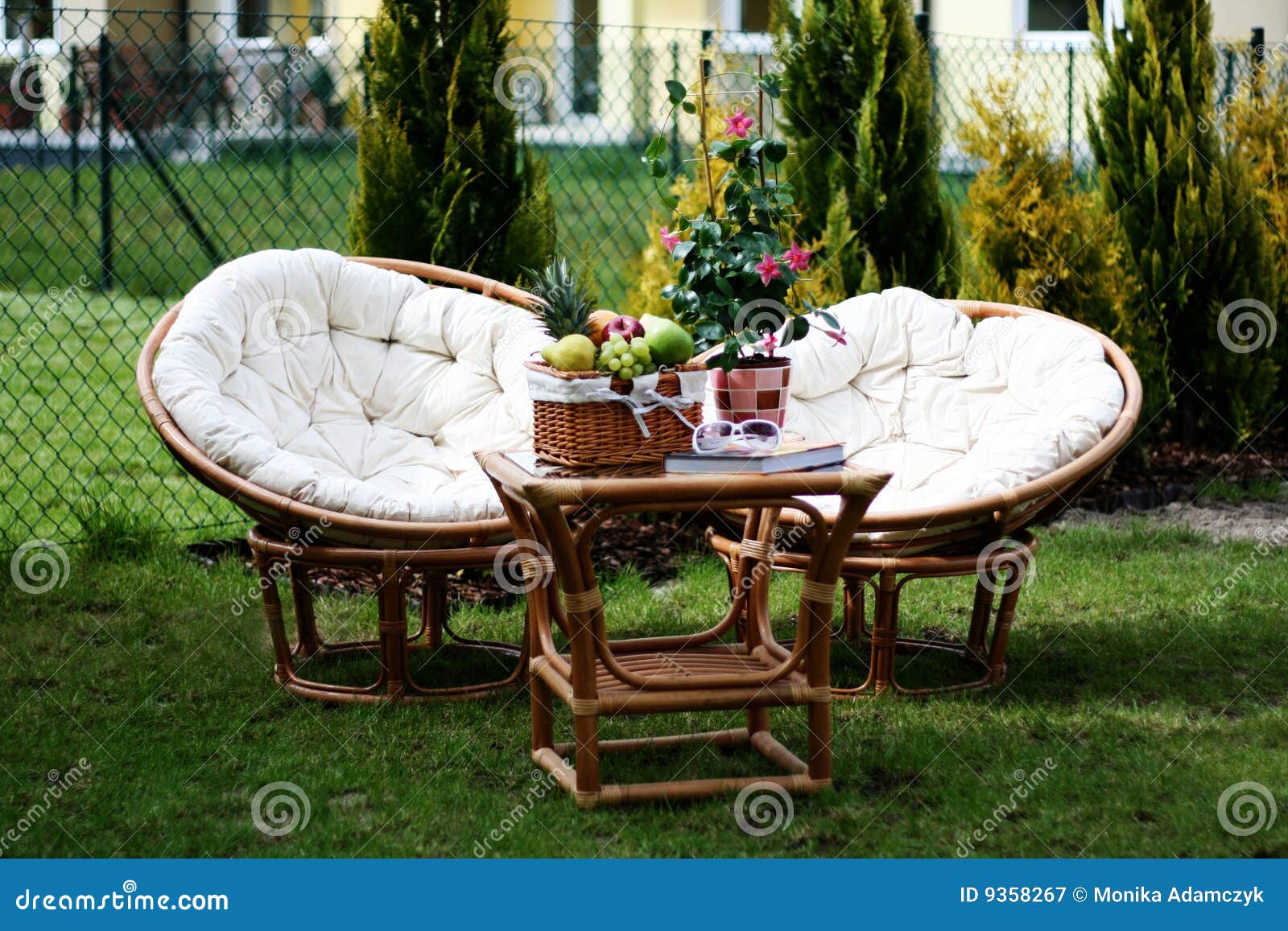 Relax in garden stock image. Image of summer, book, basket - 9358267