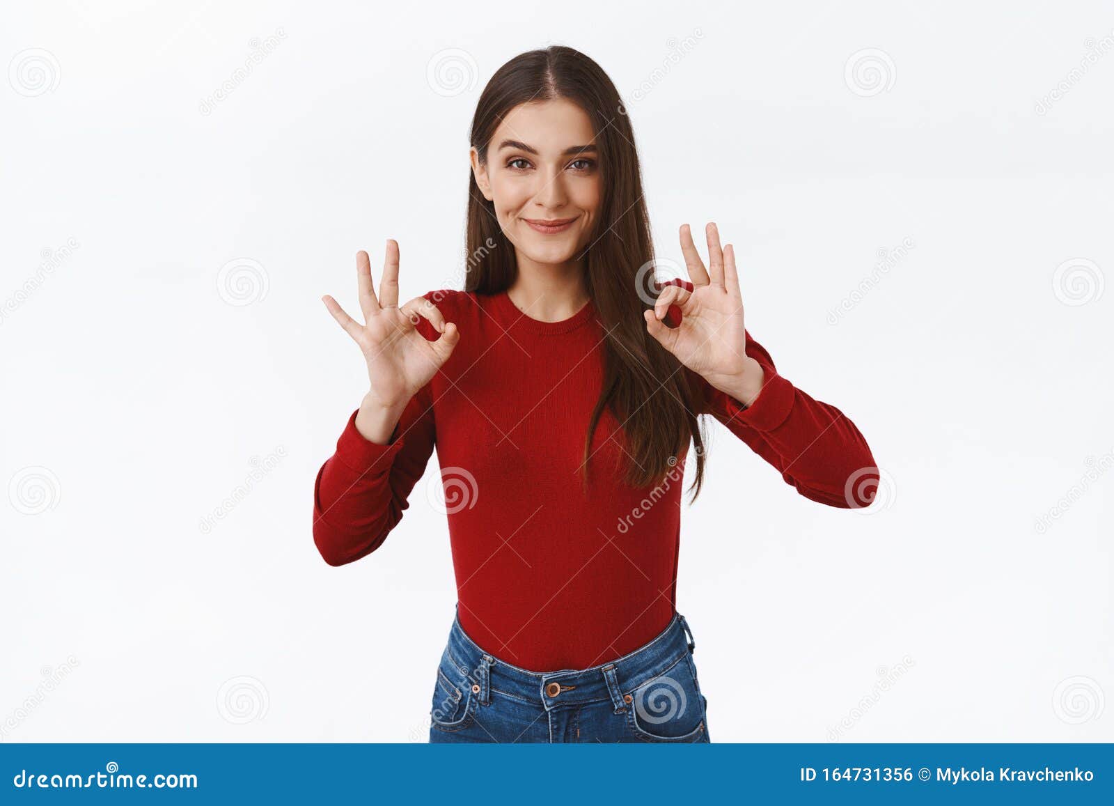 Assertive Good Looking Female Entrepreneur Standing Confident Pose Hand
