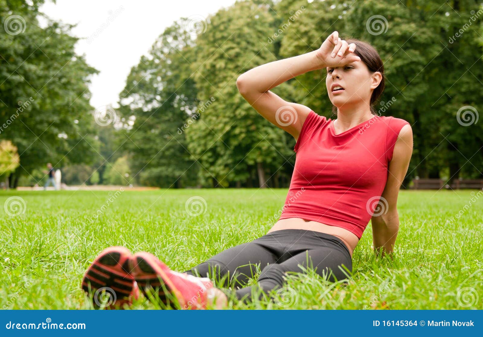 Relax in Grass - Tired Woman Stock Photo - Image of outside, grass ...