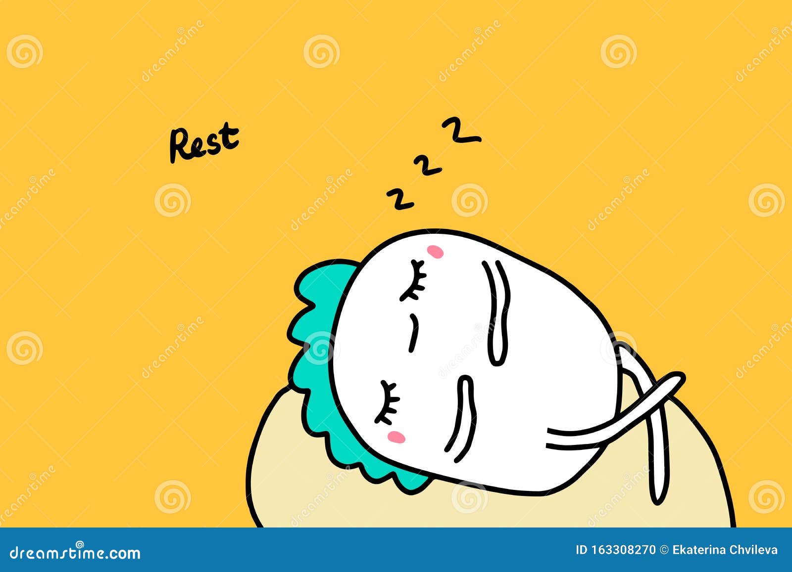 Relax Hand Drawn Vector Illustration with Cartoon Comic Man Sleeping ...