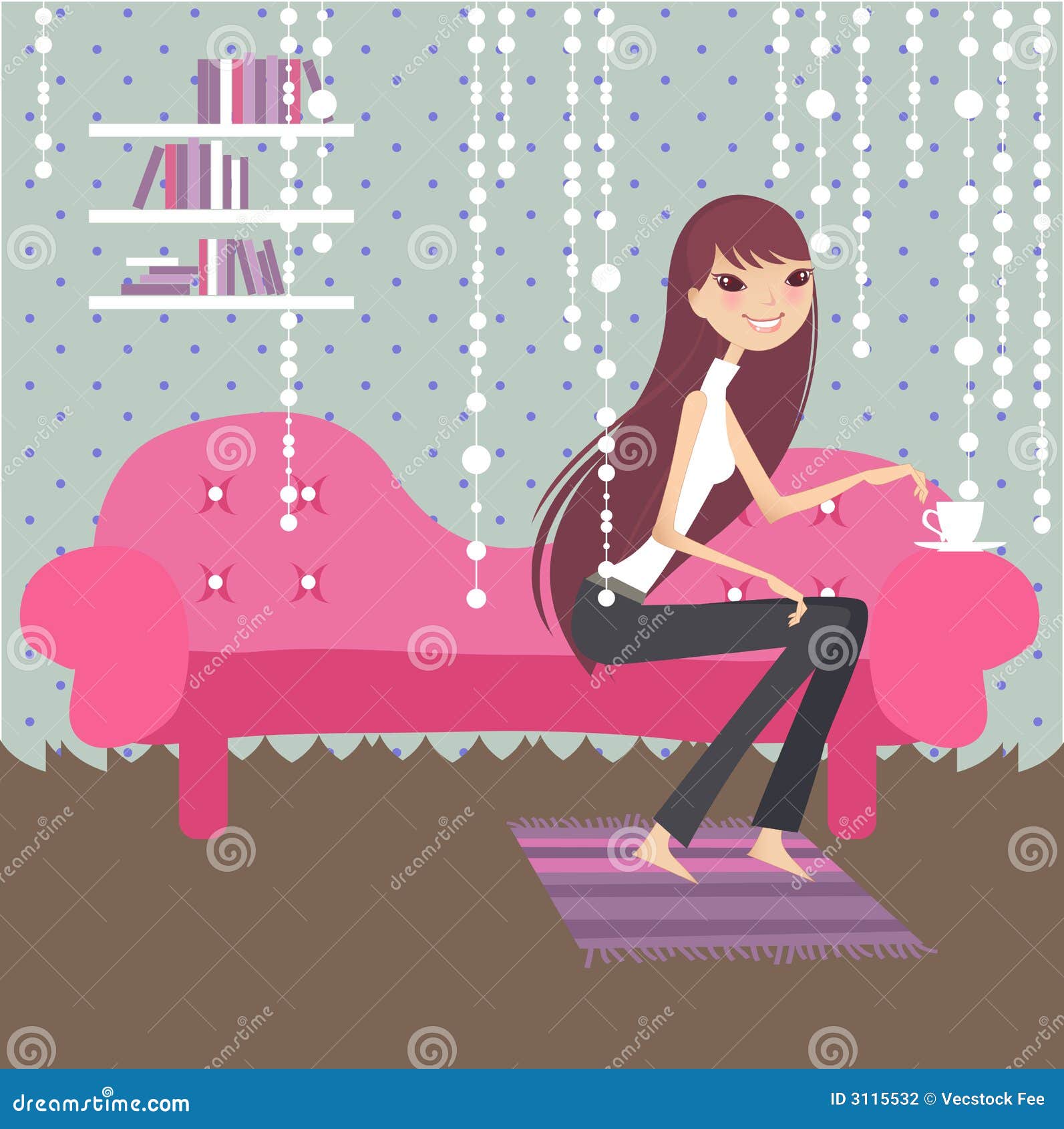 Relax at home stock illustration. Illustration of lady - 3115532