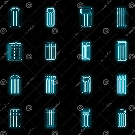 Relax Inflatable Mattress Icons Set Vector Neon Stock Illustration ... Relax Inflatable Mattress Icons Set Vector Neon Stock Illustration ...