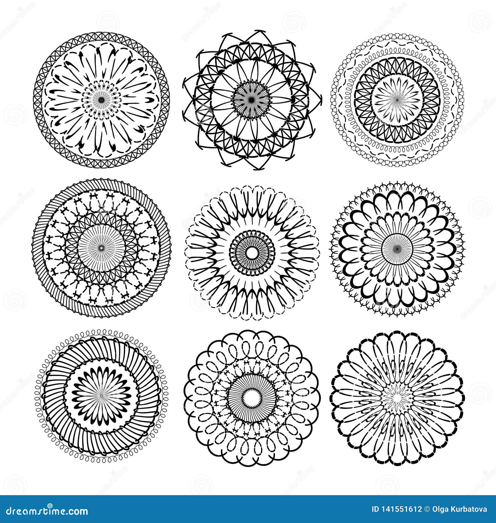 Relax Mandala Set. Abstract Ethnic Model Mandalas Mandalas with Repeat ...