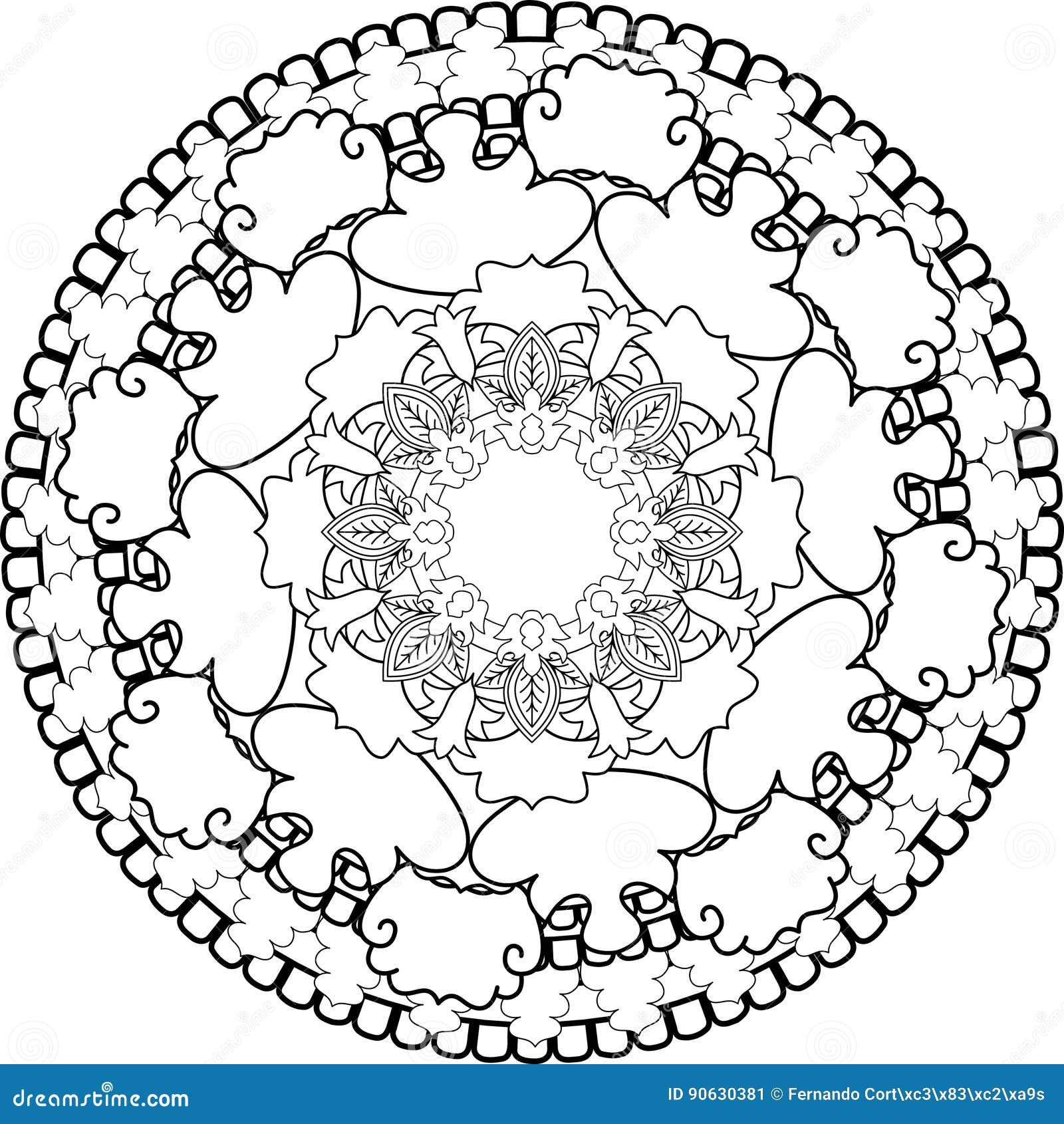 Mandalas, Drawing With Coloring Lines, On White Background. Flow Stock ... Mandalas, Drawing With Coloring Lines, On White Background. Flow Stock ...