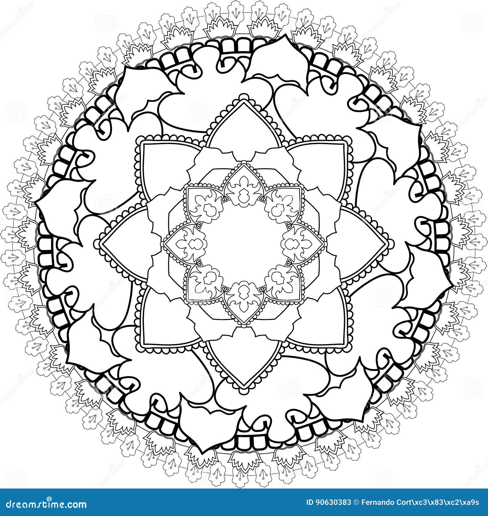 Mandalas, Drawing With Coloring Lines, On White Background. Flow Stock ... Mandalas, Drawing With Coloring Lines, On White Background. Flow Stock ...