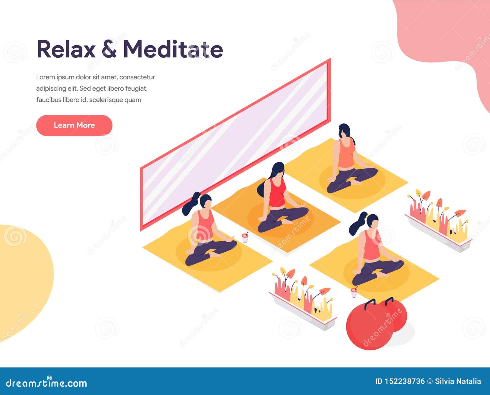 Relax and Meditate Isometric Illustration Concept. Isometric Design ...