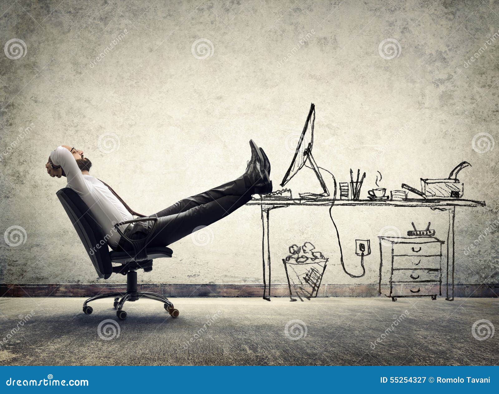 Relax in Office - Man Sitting Stock Image - Image of chair, work: 55254327