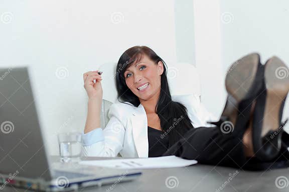 Relax office woman stock photo. Image of notebook, coffee - 10205472