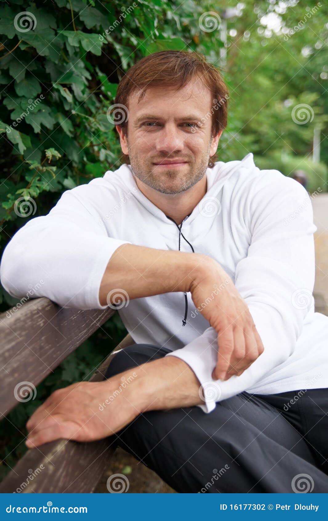 Relax on park bench stock photo. Image of face, rest - 16177302