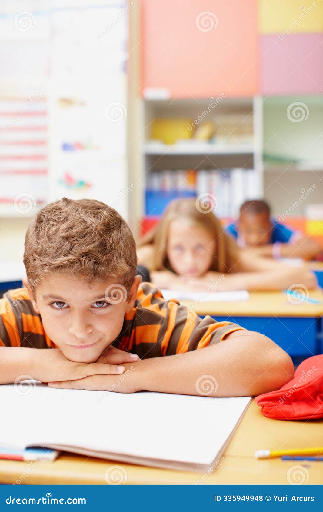 Relax, Portrait and Boy in Kids Classroom for Learning, Growth and ...
