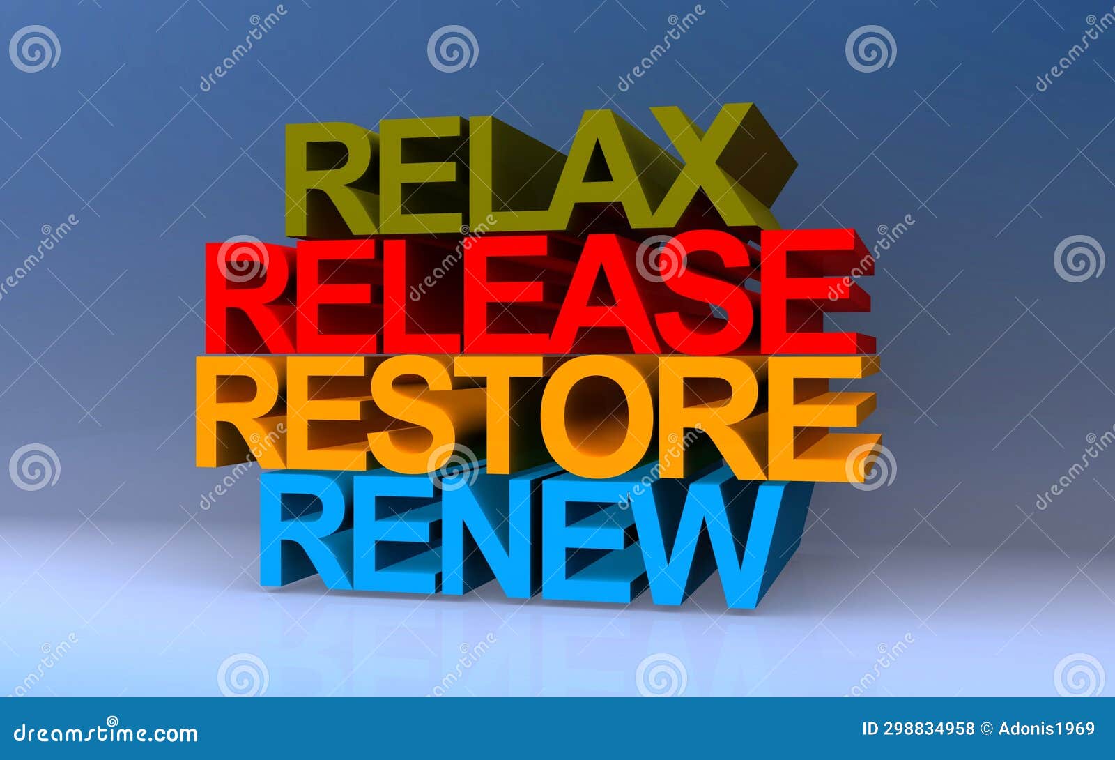 Relax Release Restore Renew on Blue Stock Illustration - Illustration ...
