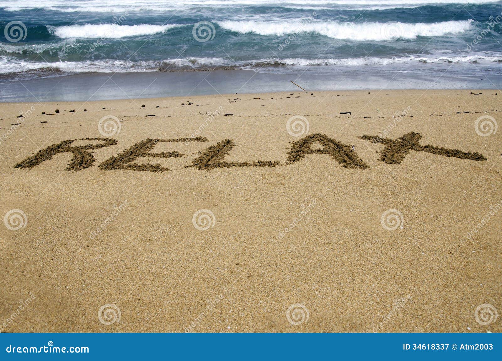 Relax on sand stock image. Image of sunny, travel, sign - 34618337
