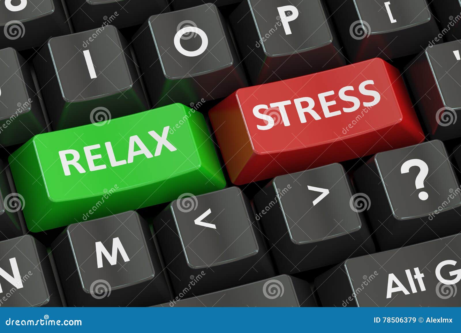 Relax and Stress on the Black Keyboard, 3D Rendering Stock Illustration ...