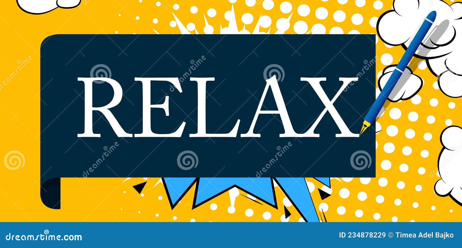 Relax Text on White Paper with Pen. Stock Vector - Illustration of ...