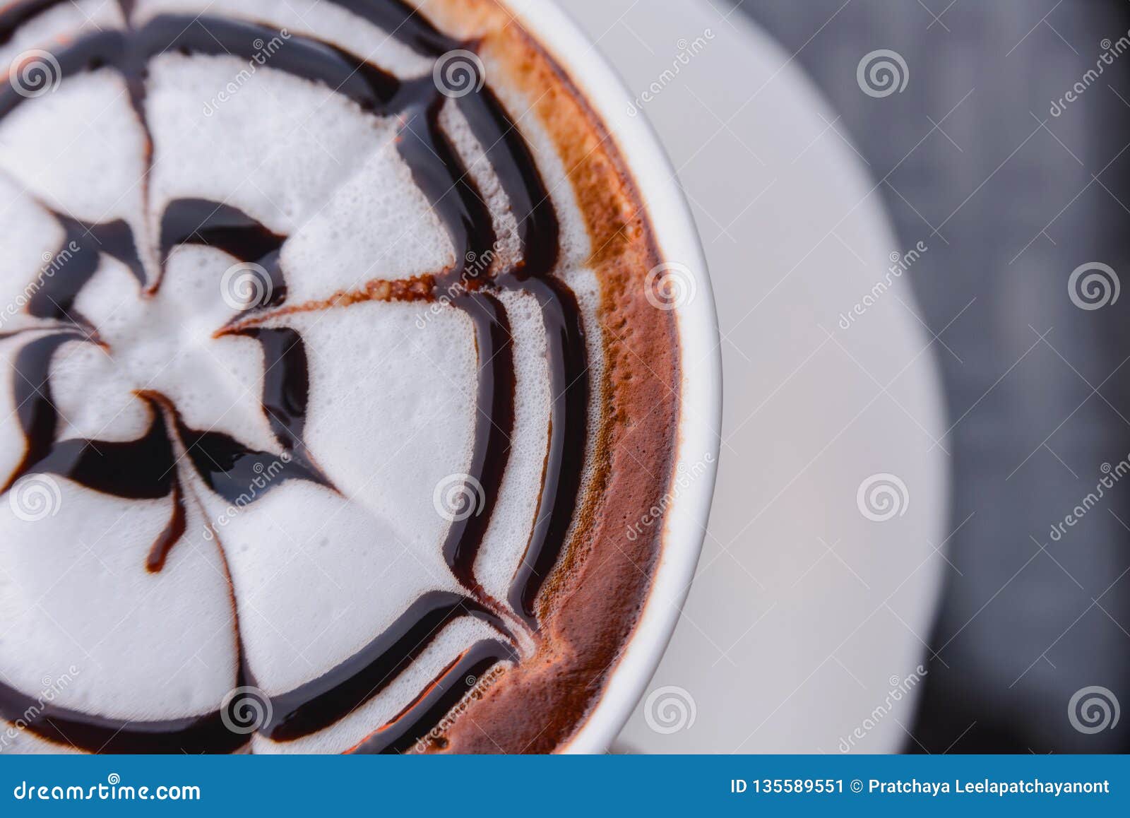 Top View of Relax Time with Hot Cappuccino Coffee in Coffee Cafe Stock ...