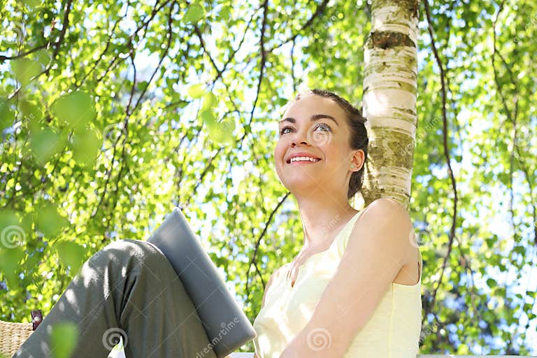 Relax under the tree. stock photo. Image of relaxing - 94230238