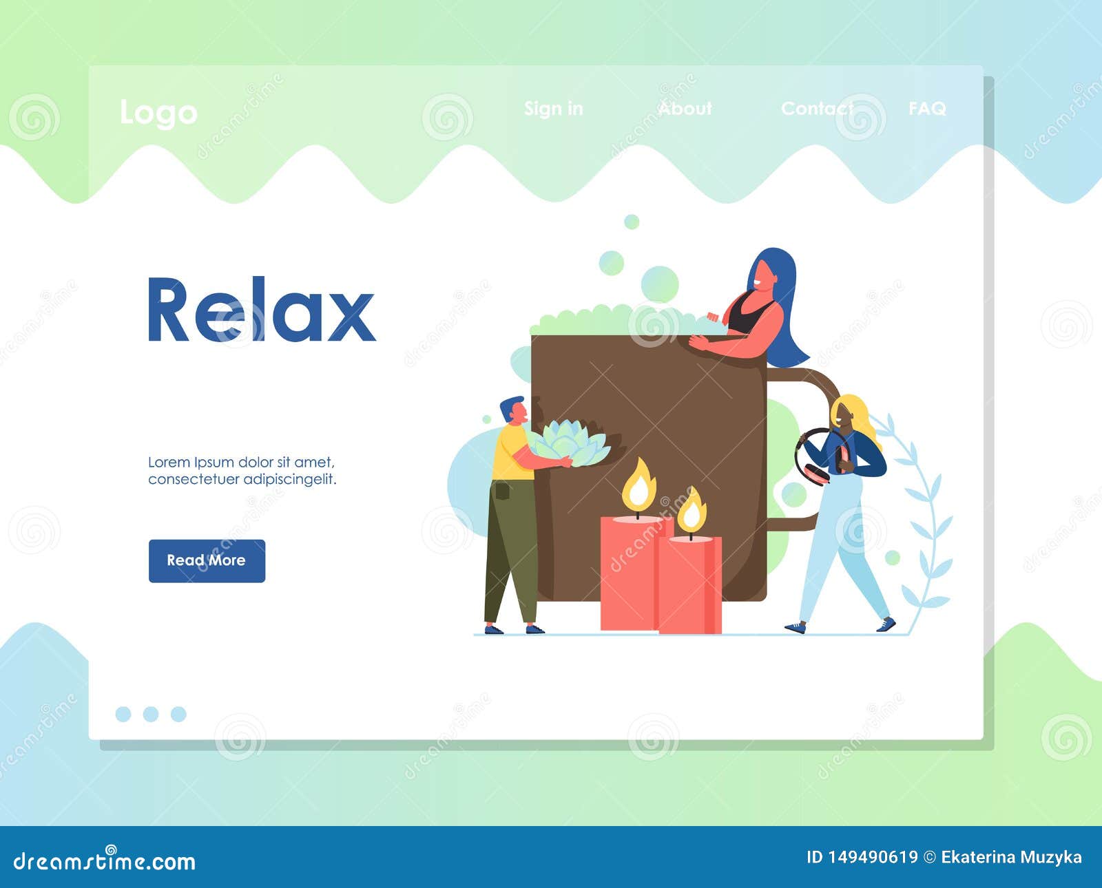 Relax Vector Website Landing Page Design Template Stock Vector ...