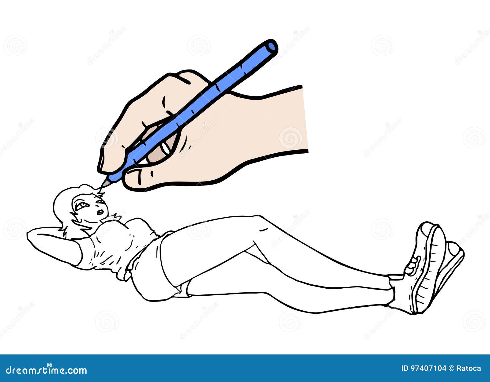 Relax woman hand drawing stock vector. Illustration of marker - 97407104