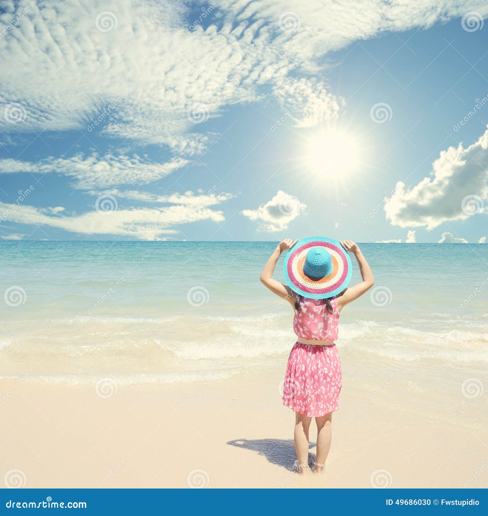 Relax Woman Standing on the Beach Stock Photo - Image of nature, pretty ...