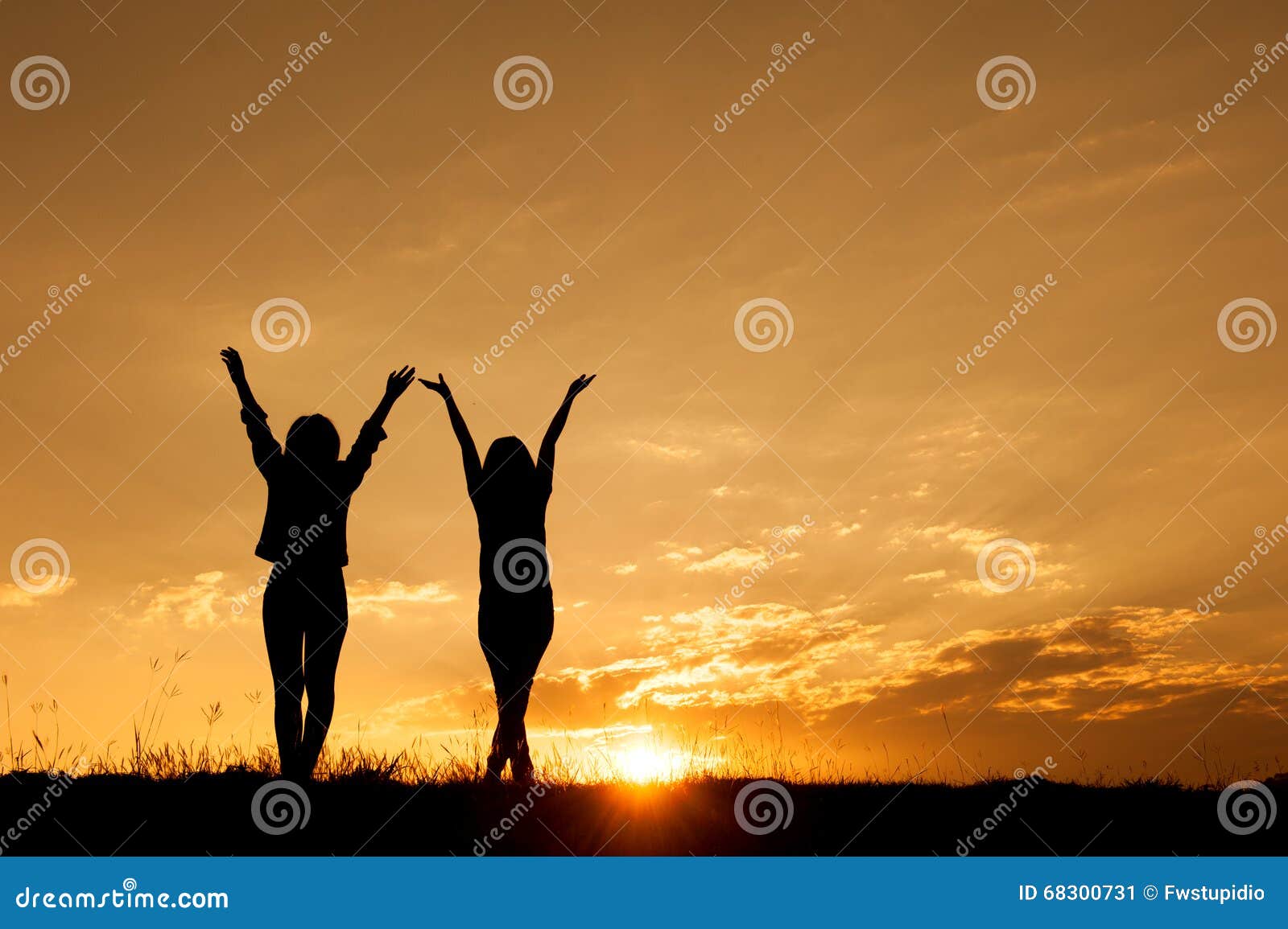 Relax Women Standing and Sunset Silhouette Stock Image - Image of life ...