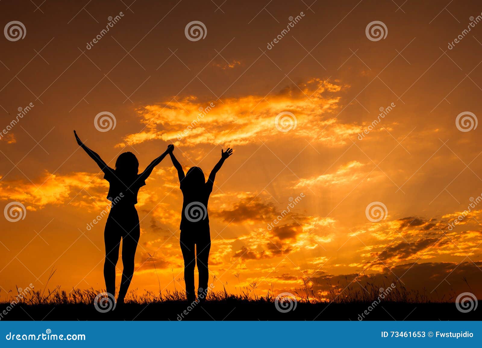Relax Women Standing and Sunset Silhouette Stock Image - Image of ...