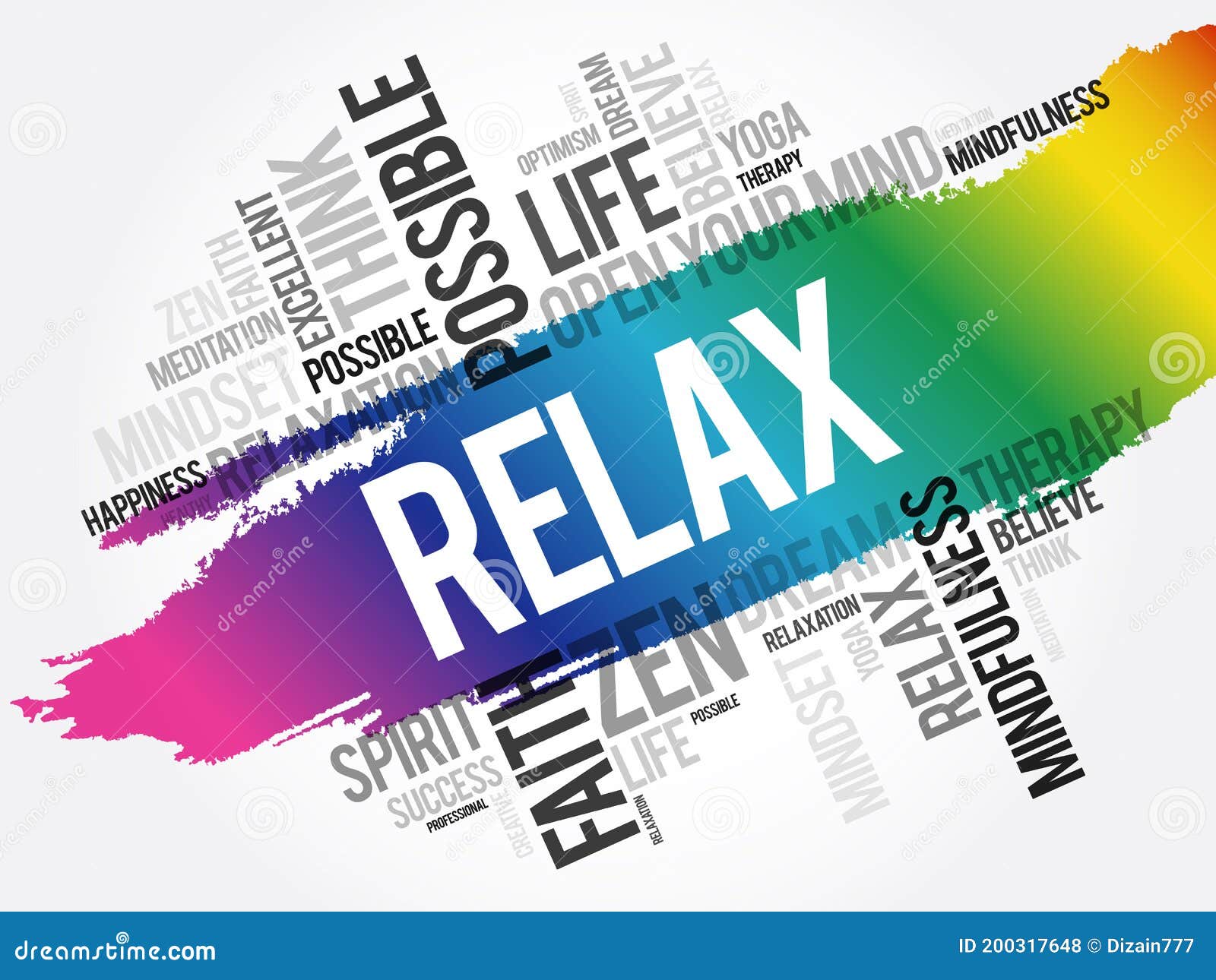 Relax word cloud collage stock photo. Image of beach - 200317648